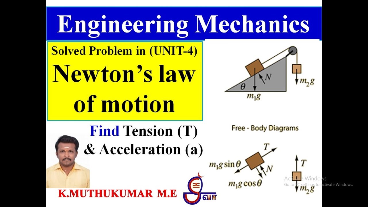 EM | UNIT 4 | Newton’s law of motion | problem 1| Find Tension (T ...