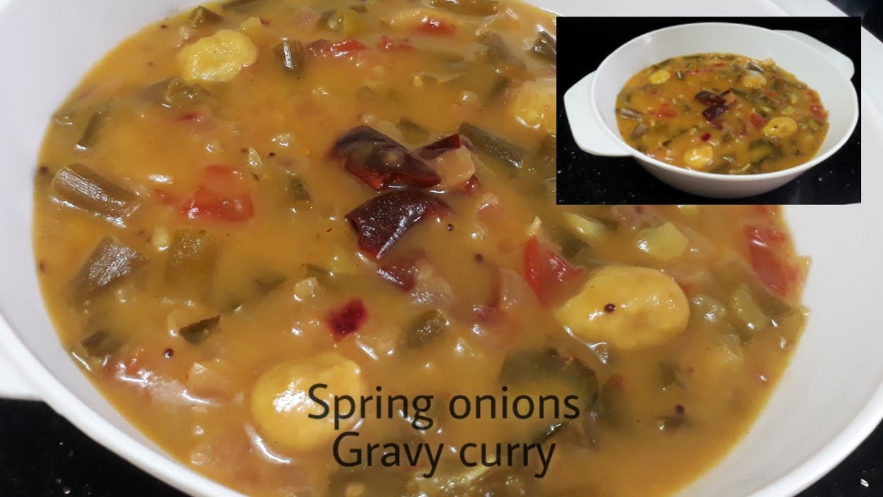 Spring onion gravy curry || ulli kadalu kura || spring onion curry ...