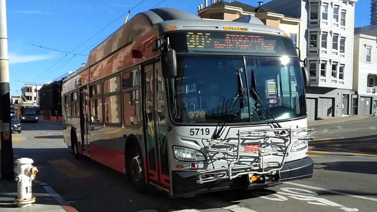 SF Muni 2018 New Flyer XT40s #5718, #5719, #5740 on Route 30 Stockton ...