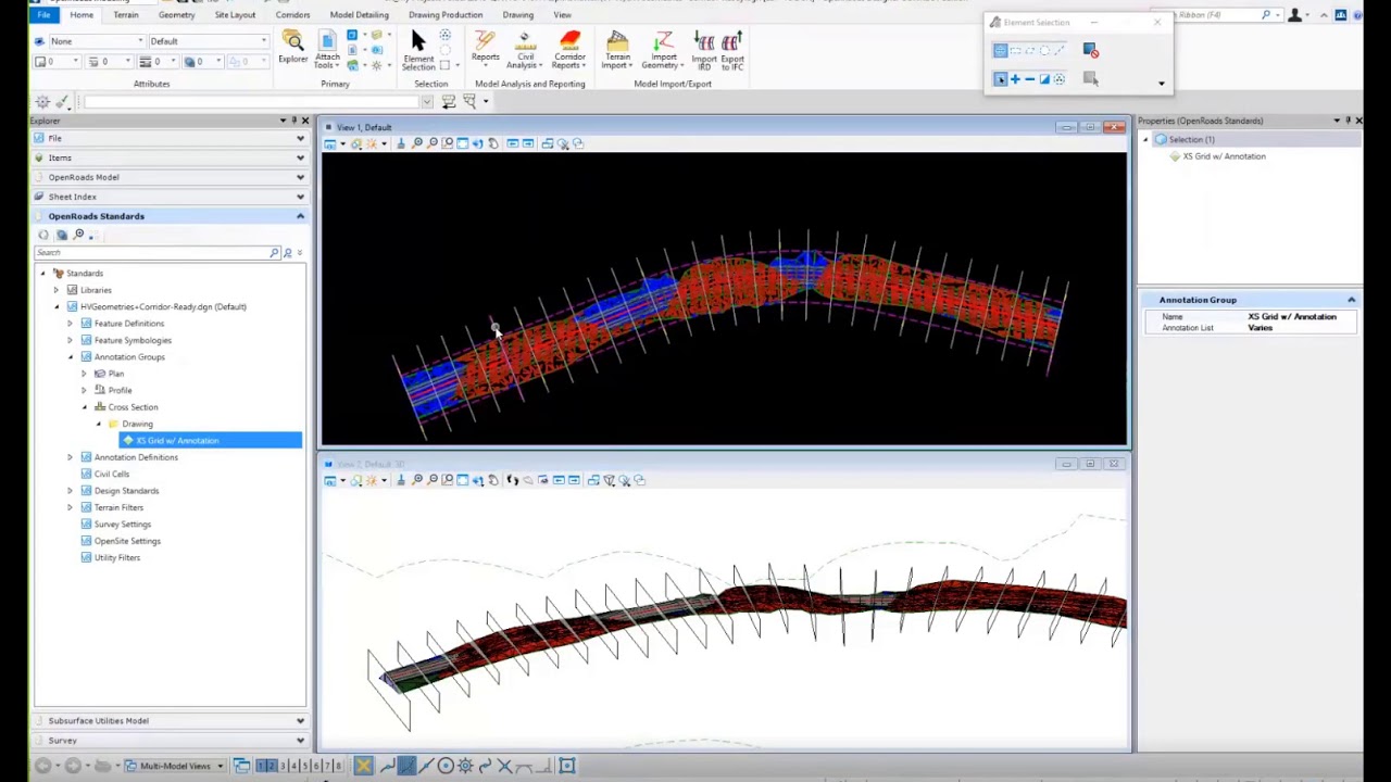 Create XS with End Area Volumes annotation - YouTube