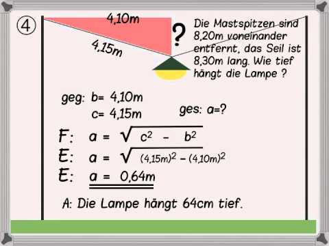 Pythagoras-Beispiele: Kabel und Leitern - YouTube