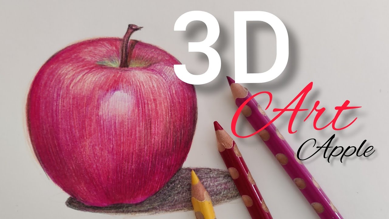 Three D Apple 🍎🍏🍎/3D Apple /How to draw apple#art #pencildrawing - YouTube