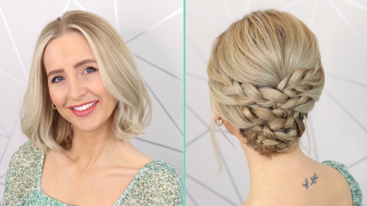 5 Minute Braided Updo (For Short Hair) - YouTube