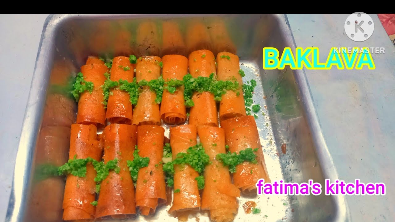 BAKLAVA RECIPE | dry fruits roll baklava| Middle east dessert| fatima's kitchen | easy baklava ...