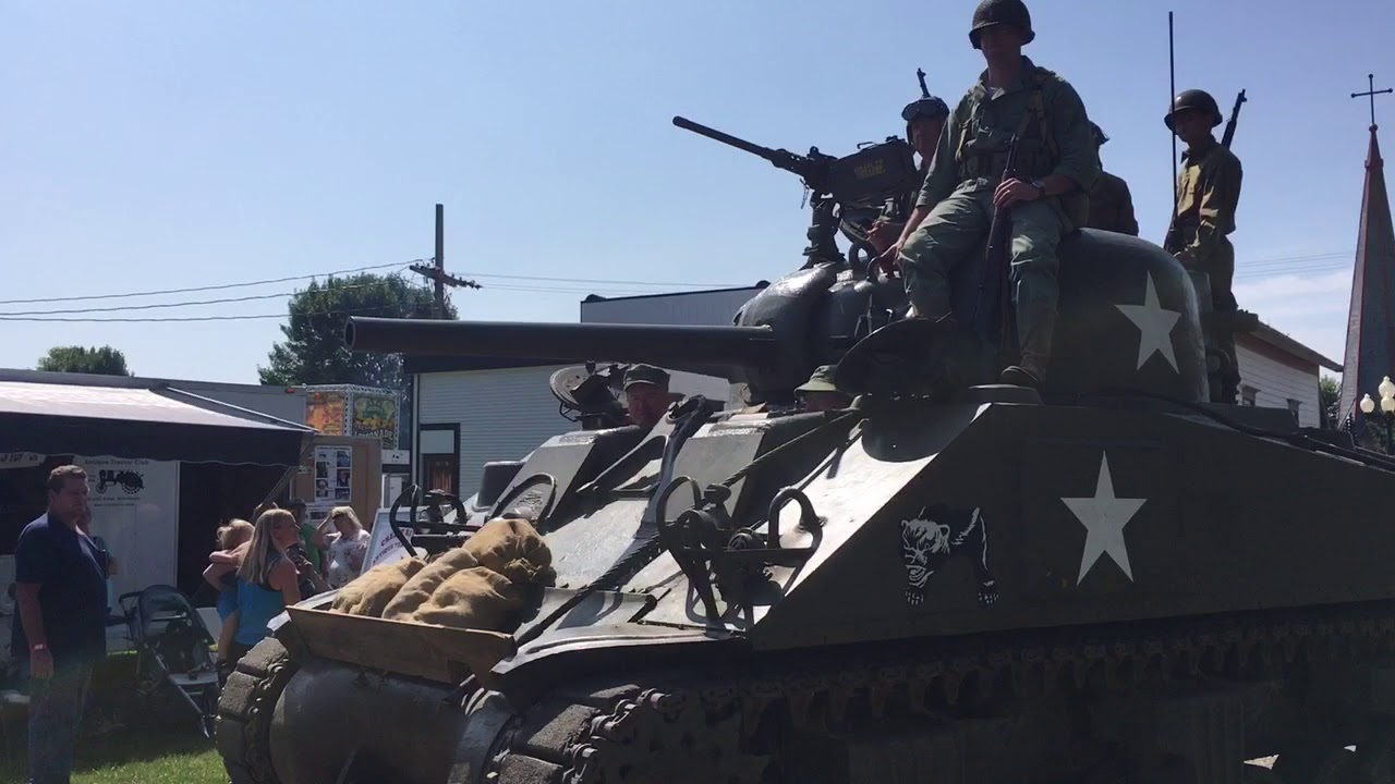 Sherman tank in parade - YouTube