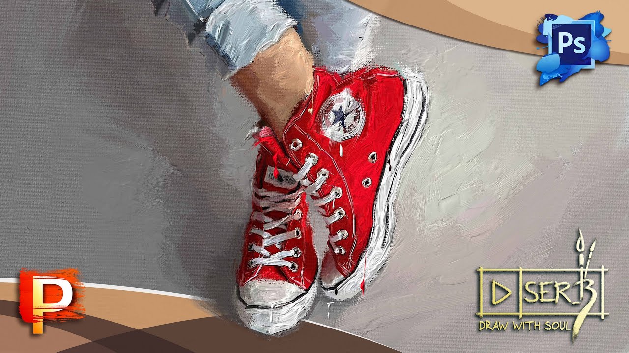 I draw red Converse All star Chuck Tailor in Photoshop and Painter 2023 ...