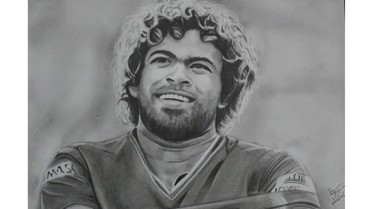 මාලිව ඇන්දෙ මෙහෙමයි | Lasith Malinga Drawing| Praveena Jayabahu Art ...