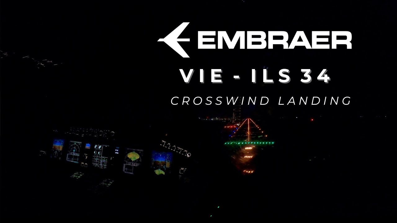 VIENNA | EMBRAER 195 CROSSWIND LANDING COCKPIT VIEW - GUSTY WINDS - YouTube