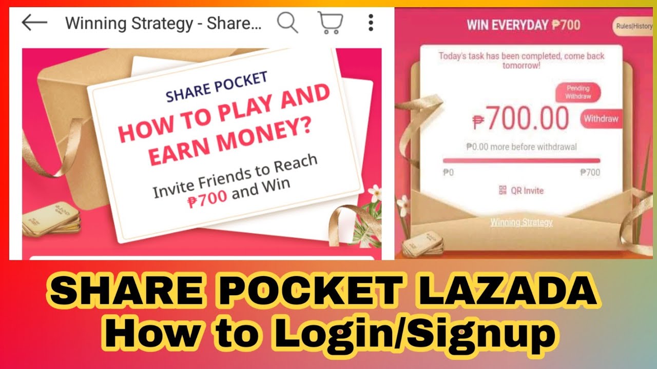 How to Login/Signup | Share pocket LAZADA | Win Daily 700Pesos - YouTube