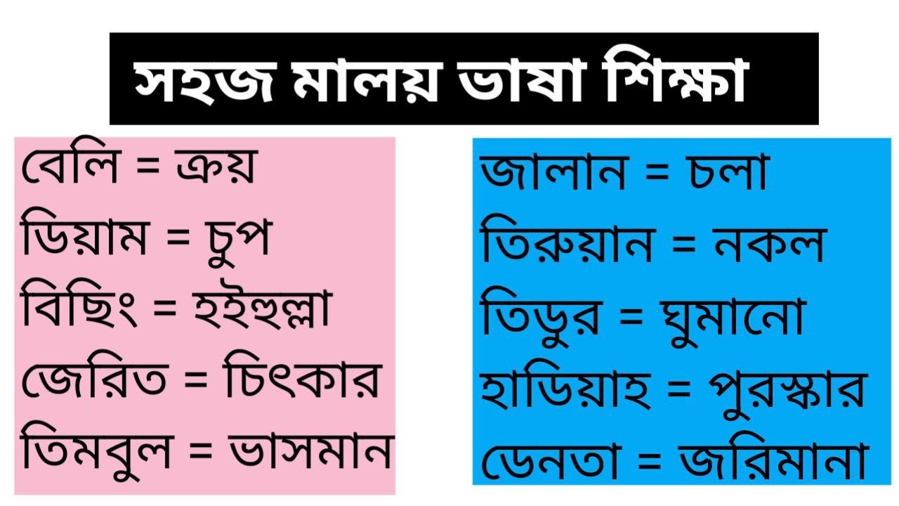 Learn Malay Bangla | Basic Malaysian language ( বেসিক মালয়েশিয়ান ভাষা ) - YouTube