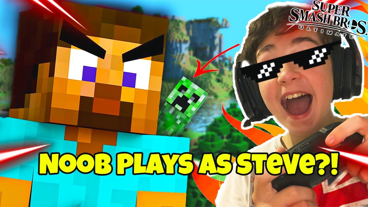 Noob Plays As Steve!? (Super Smash Bros Giveaway!) - YouTube