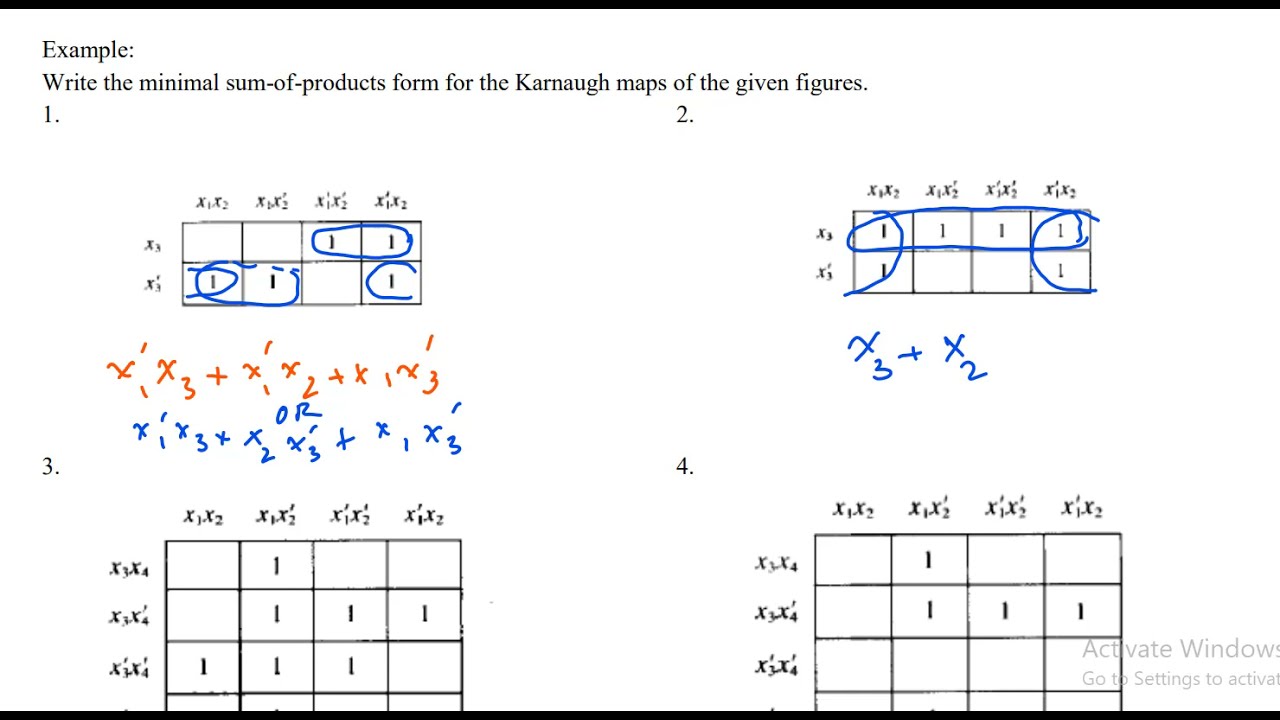 Boolean Expression Minimization Examples Using K Map Youtube