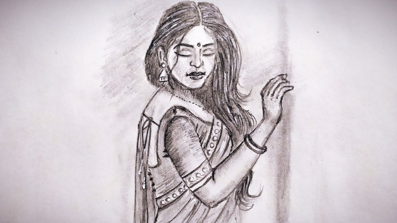 110. Beautiful lady Sketch/Pencil Sketch of a lady/ sketch drawing ...