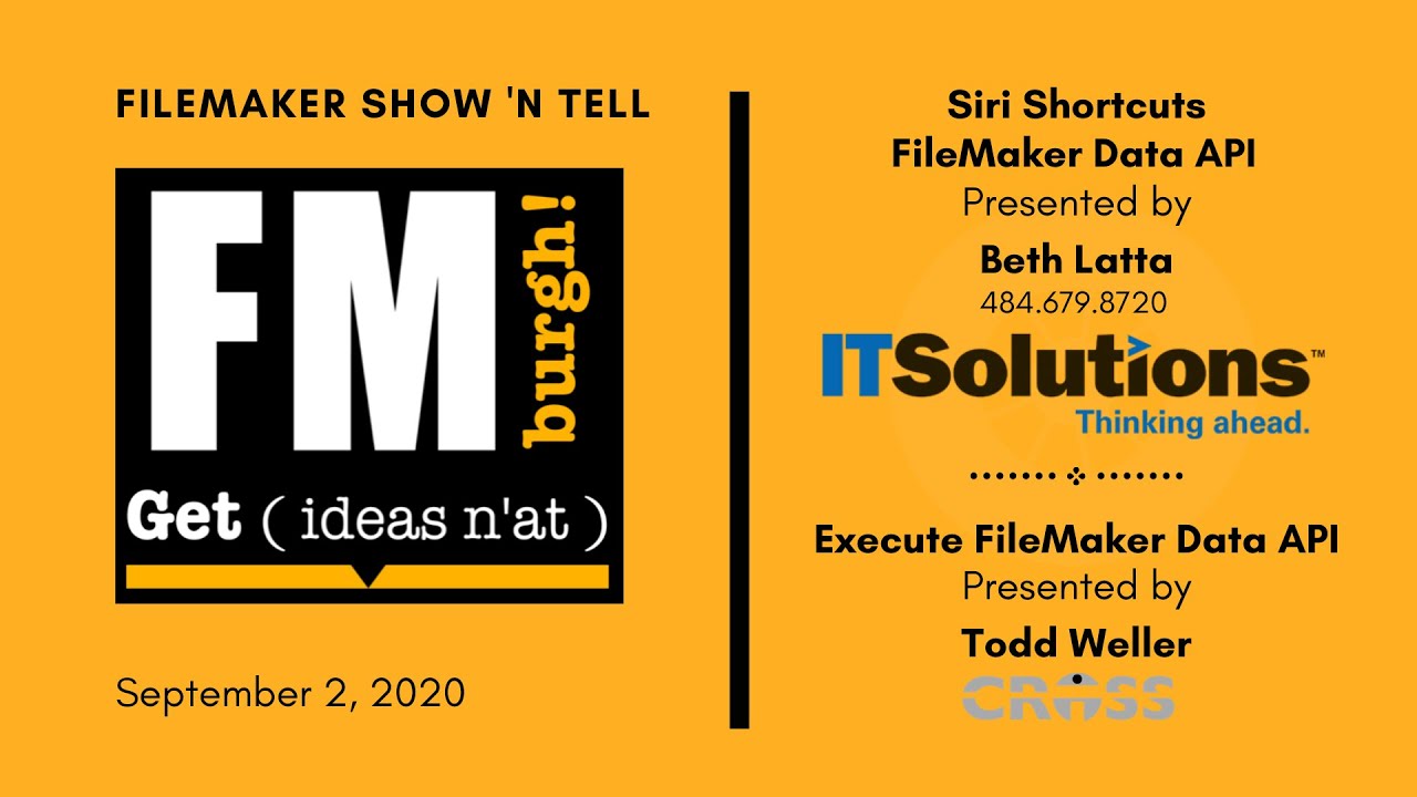 FMburgh - September 2020 (Siri Shortcuts with FileMaker and FileMaker Data API) - YouTube