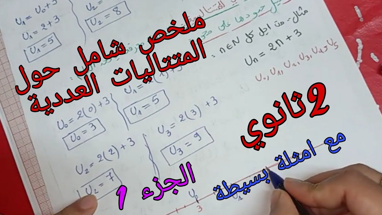 ملخص شامل حول المتتاليات العددية رياضيات للسنة الثانية ثانوي جميع الشعب