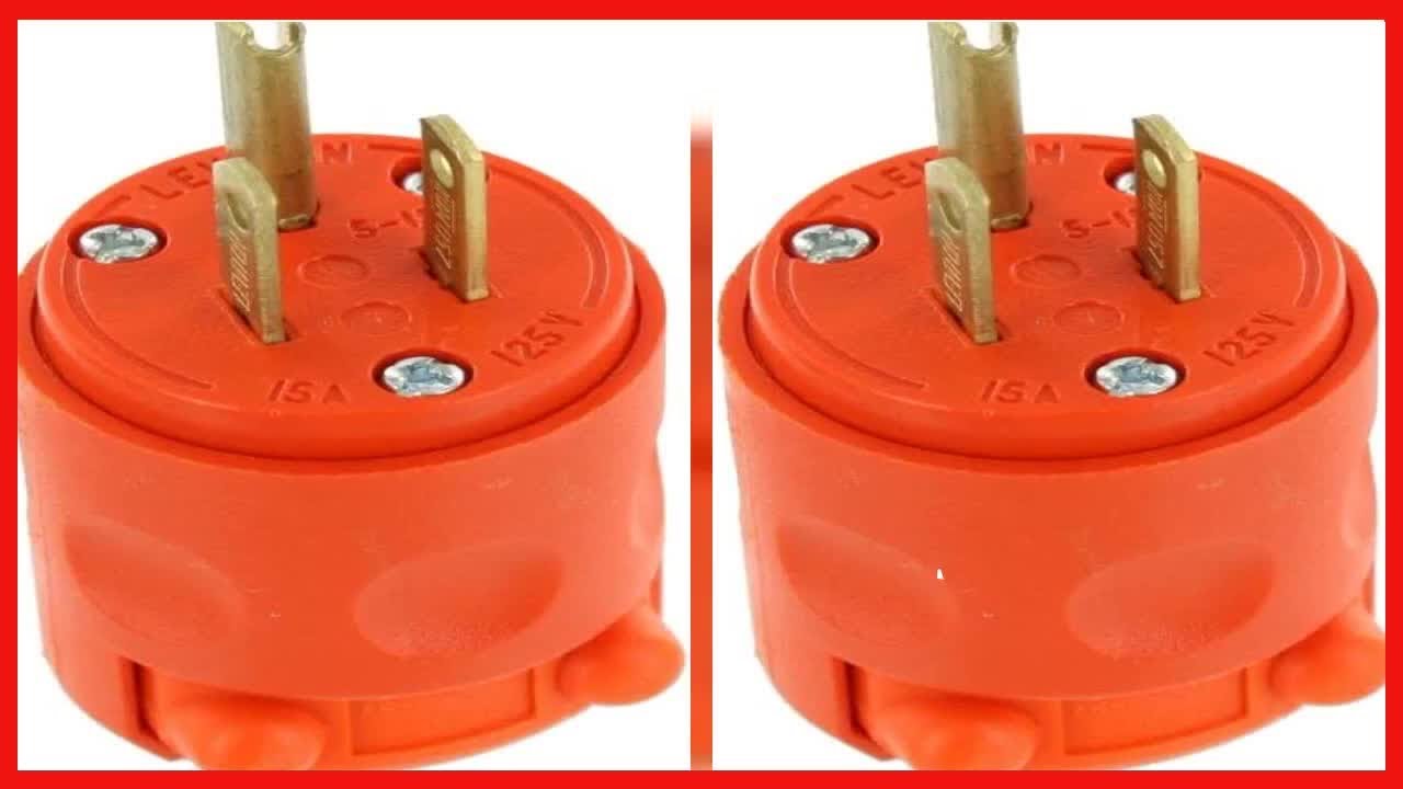 Leviton 515PV-OR 15 Amp, 125 Volt, Grounding Plug, Orange - YouTube