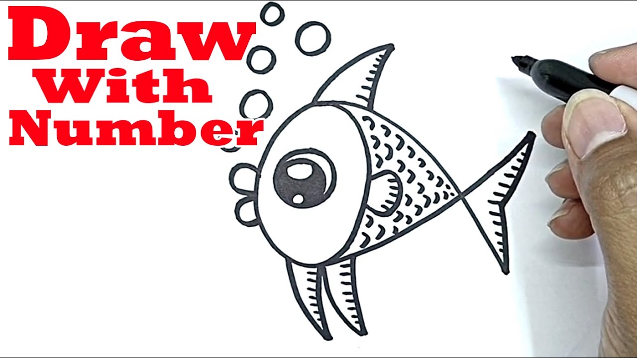 How To Draw A Fish With Numbers With Number 0 | Drawing With Number ...