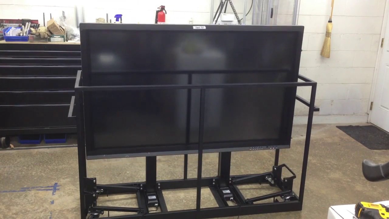 Cart with retractable wheels and lift for 65 display - YouTube