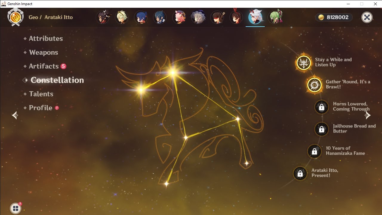 Genshin Impact ARATAKI ITTO C2 ONLY 120 wish - YouTube