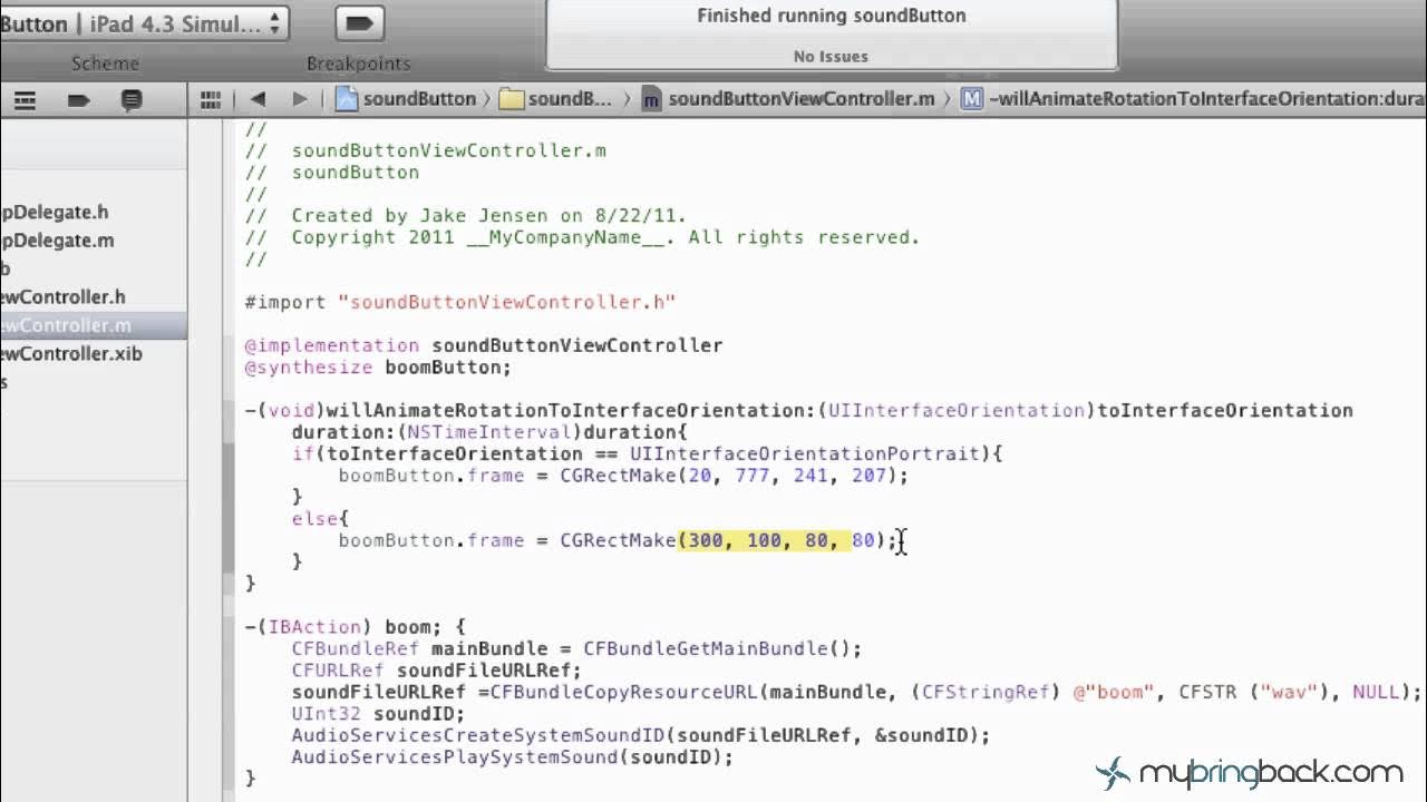 Learn Xcode 4 Tutorial iOS iPad iPhone 1.23 Custom Orient & Sizing pt 2 - YouTube