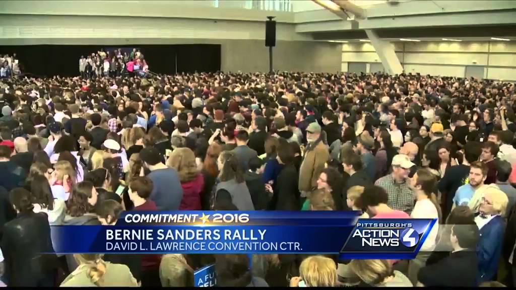 Bernie Sanders brings campaign to Pittsburgh's convention center - YouTube