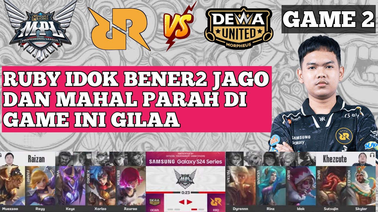 RRQ VS DEWA UNITED GAME 2 MPL - RUBY IDOK JAGO BANGET PARAH!! - YouTube