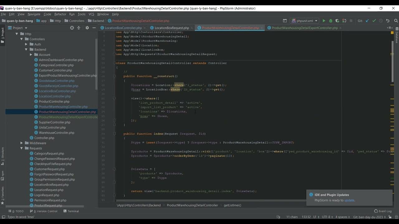Hướng dẫn tìm hiểu logic quản lý bán hàng quản lý nhập hàng website quản lý kho hàng php laravel ...