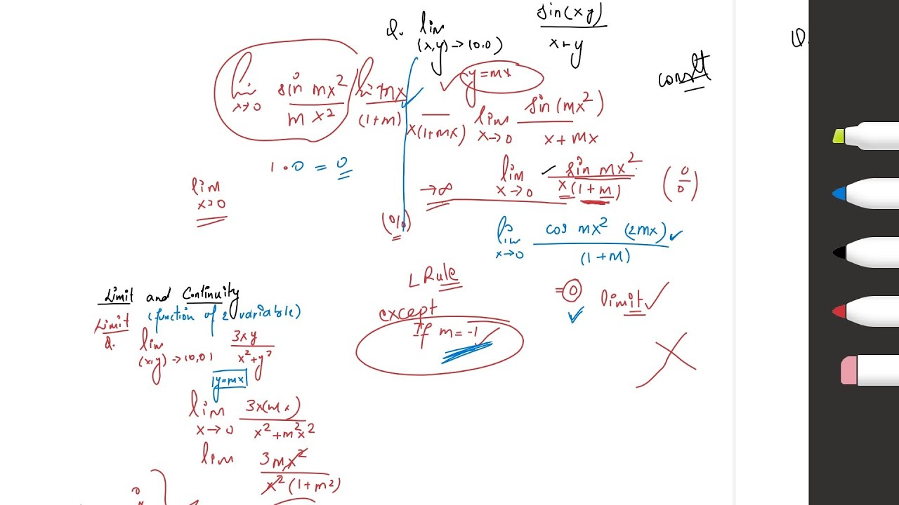 Limit And Continuity Of The Function Of Two Variable Function Of Several Variable Lec 1 Youtube