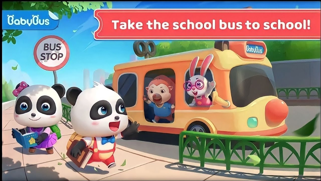 baby panda School Bus | kids game video| cartoon game for kids| #kids ...