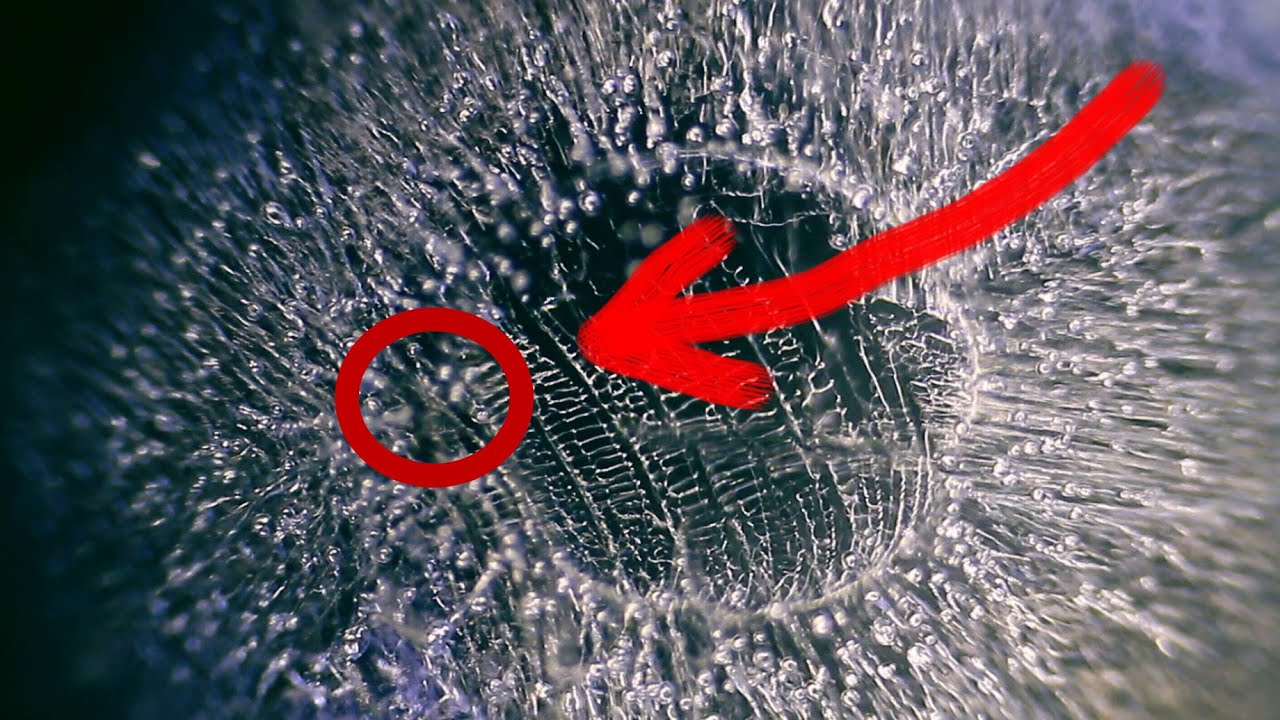 Snow and freezing water drop on glass under the MICROSCOPE // invisible ...