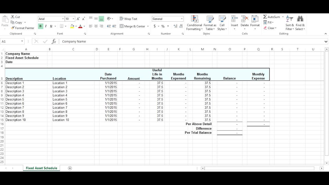 Fixed Asset Schedule Short Tutorial - YouTube