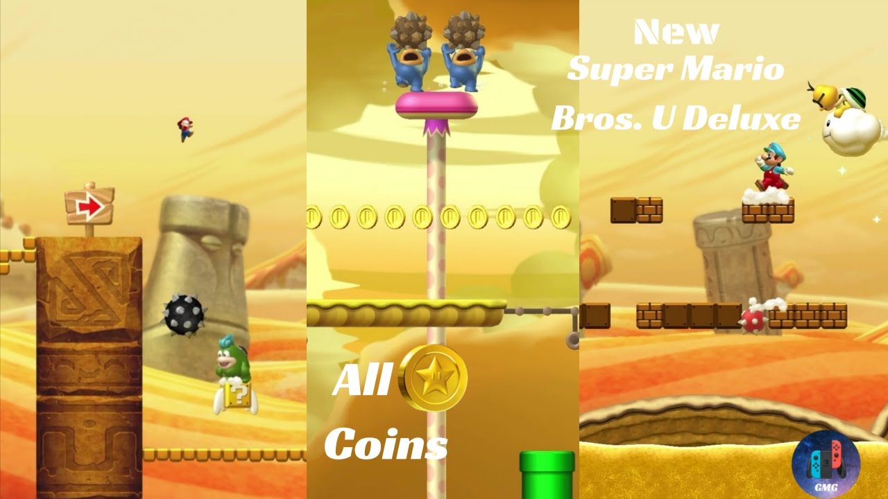 New Super Mario Bros U Deluxe Layer-Cake Desert Levels 4-6 All 3 Star ...