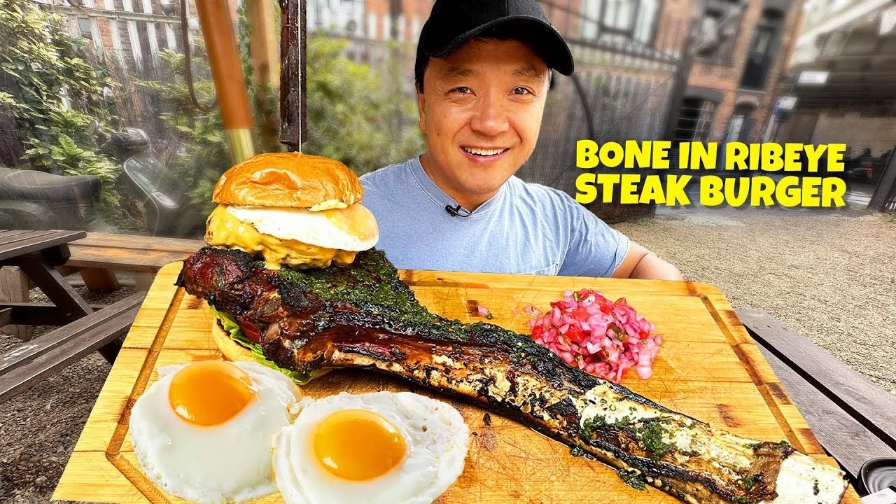 London's MONSTER "Tomahawk Steak Burger" an ENTIRE Steak on a Bun! 100 ...