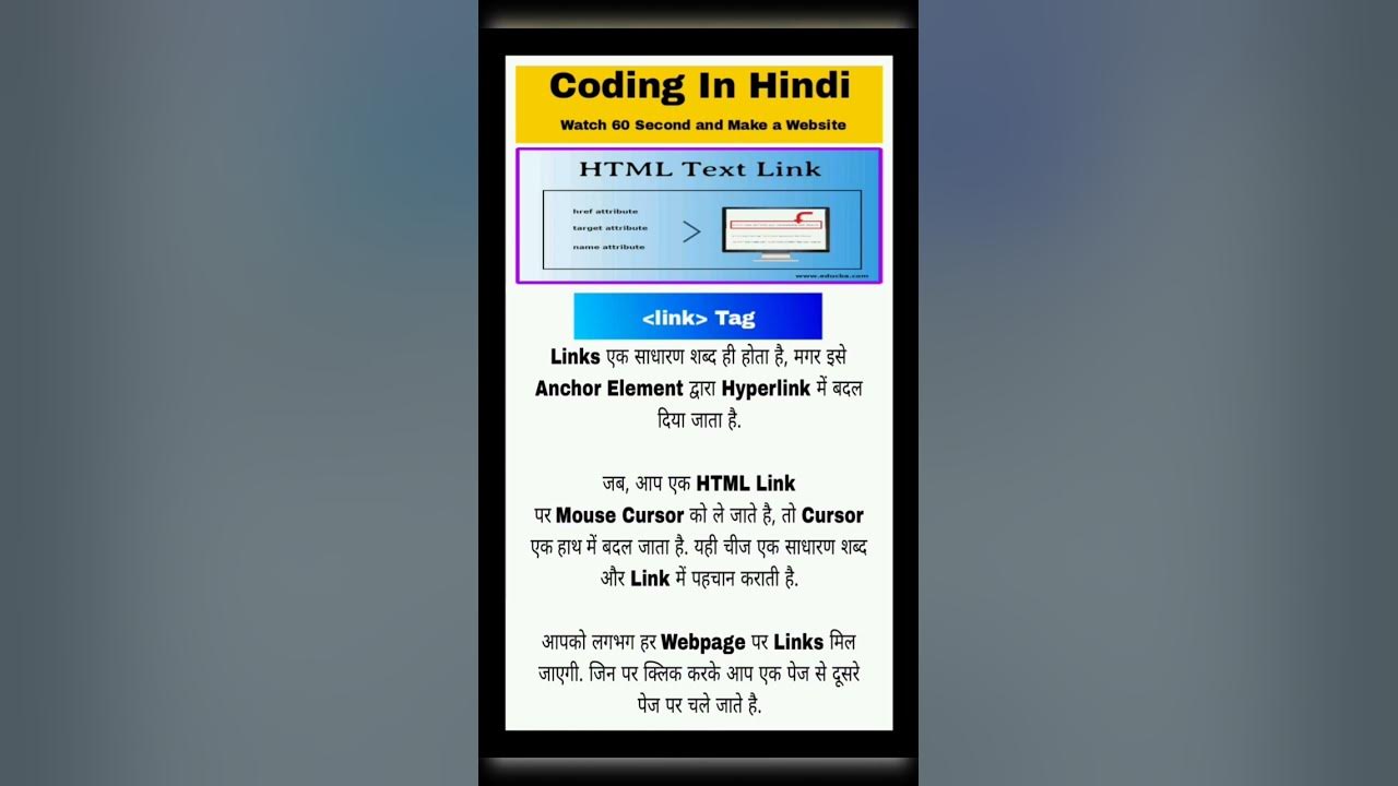 Html Link Tag Coding In Hindi Shorts Coding Codinginmobile Viralvideo Learnhtml