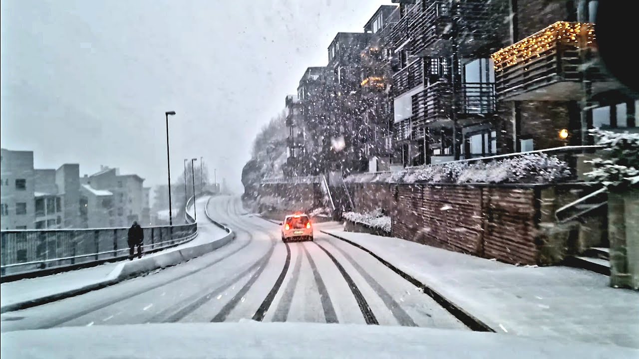 4K - Driving in Kristiansand, Norway during Heavy Snow Fall - YouTube
