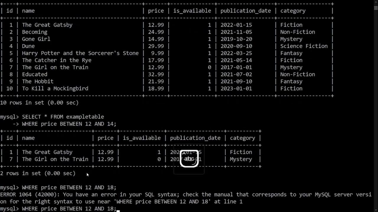 Between Operator in SQL | MySQL Tutorial for Beginners in Hindi - YouTube