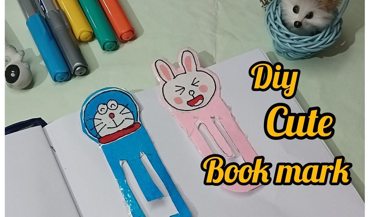 Diy cute bookmark 🔖/ doremon and bunny bookmark / cute craft /suhema ...