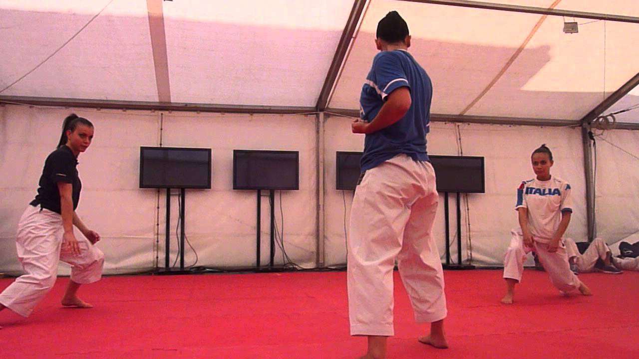 Italy Kata Team Female. Backstage scenes. Warm up room. 48th European ...