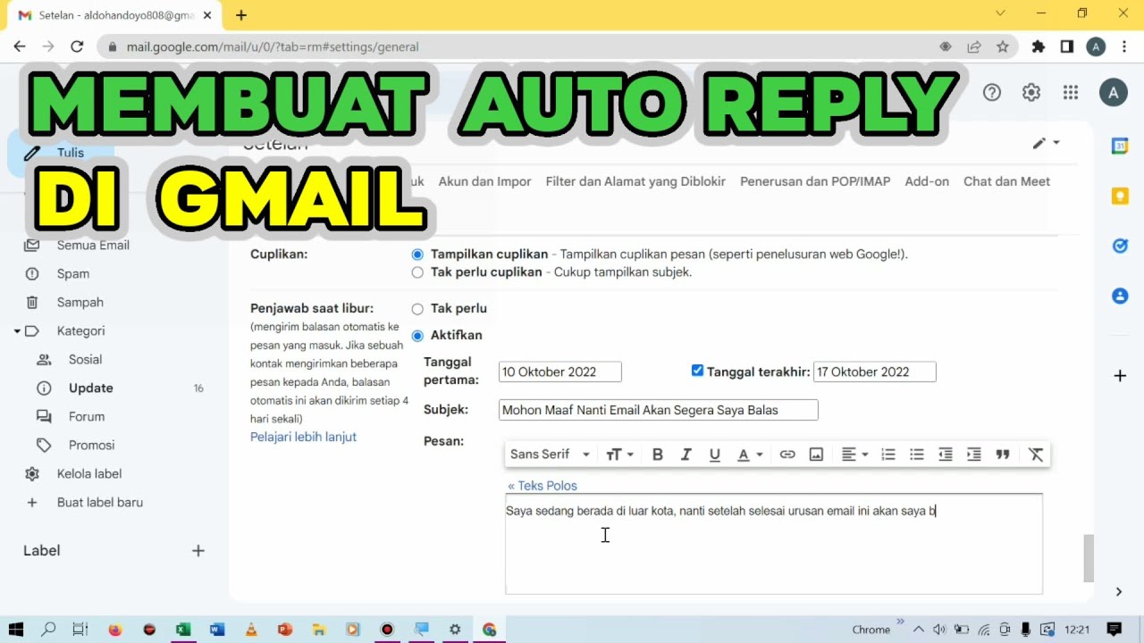 Tutorial Membuat Auto Reply / Email Otomatis di Gmail Laptop / Pc - YouTube