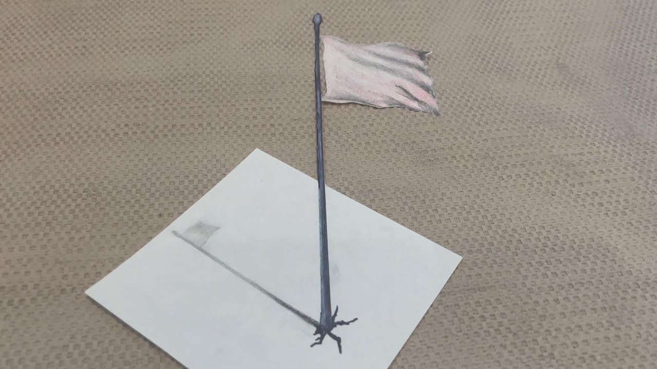 3D Flag Drawing: Realistic Optical Illusion Art | Easy Step-by-Step ...