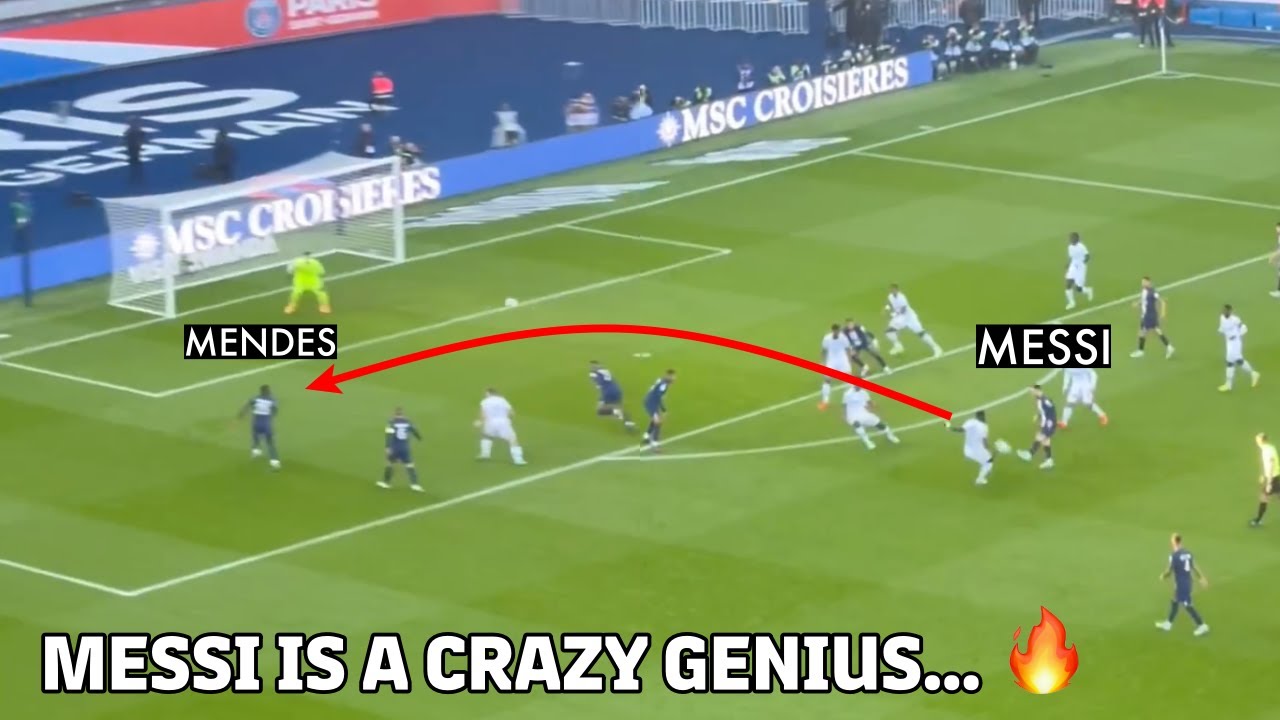 🤯 Messi Genius assist to Mendes and Mbappe's finish - YouTube