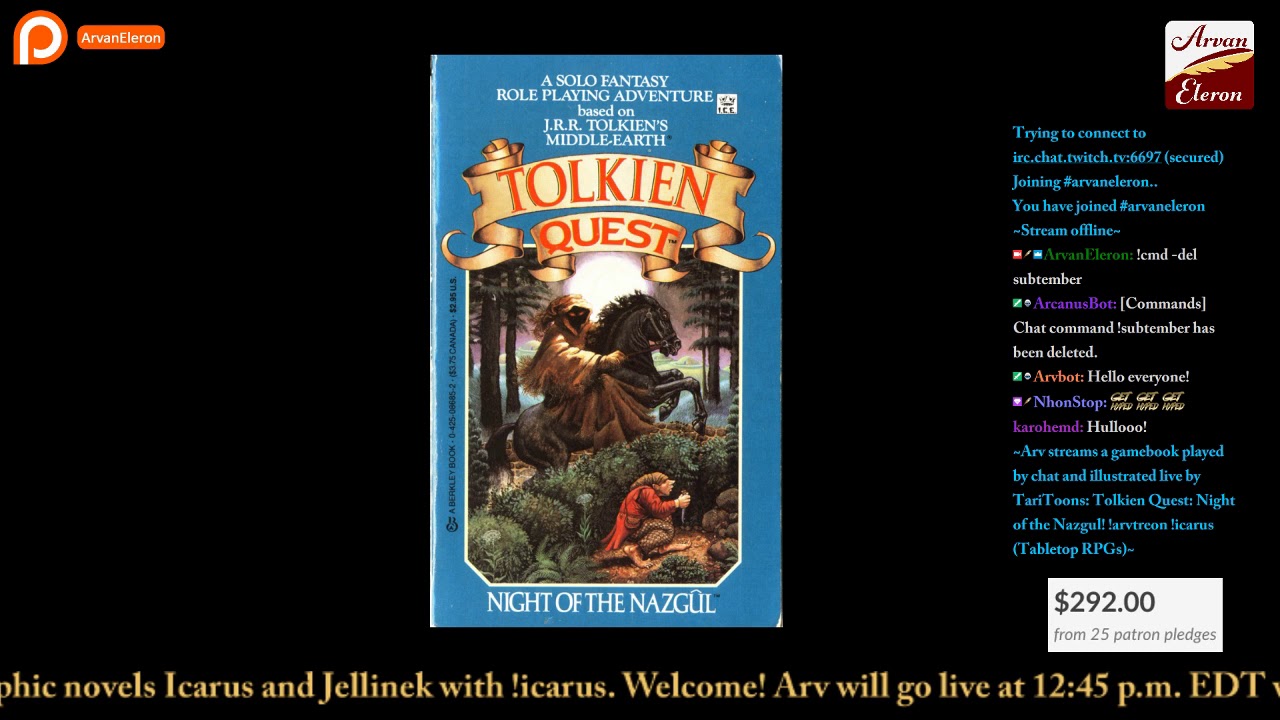 Arv streams Tolkien Quest: Night of the Nazgul gamebook, illustrated by ...