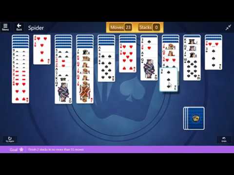 Spider / Expert II: Finish 2 Stacks in no more than 55 moves - YouTube