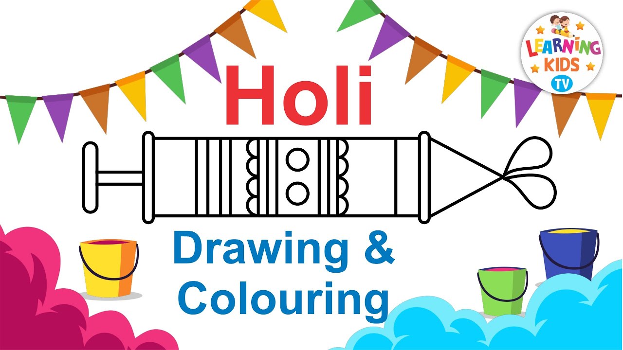 Happy Holi 2023 | How to draw Pichkari | Happy Holi Drawing | Easy ...