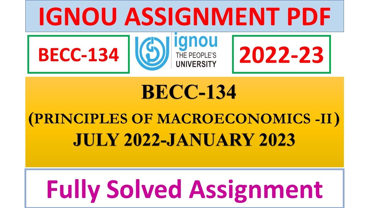 BECC-134 SOLVED ASSIGNMENT 2022-23 IN ENGLISH | IGNOU - YouTube