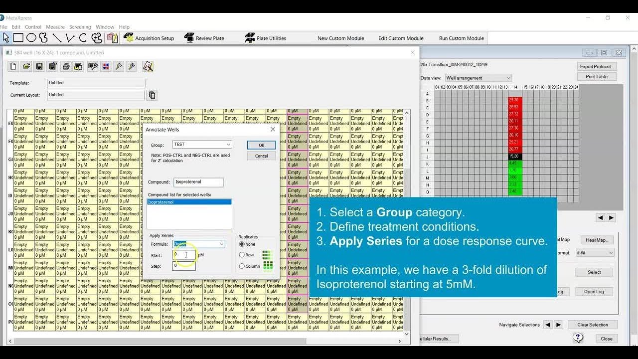 Plate annotation and curve fitting in MetaXpress - YouTube