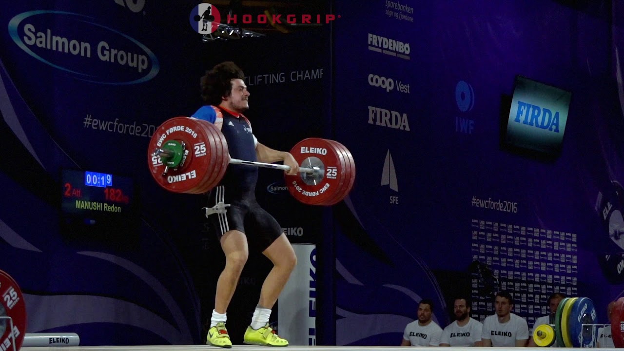 Redon Manushi (94) - 178kg & 182kg Clean and Jerks @ 2016 European ...