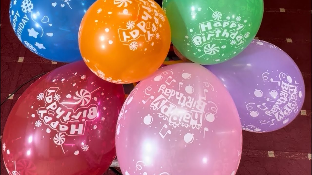 Multiple happy birthday balloons . - YouTube