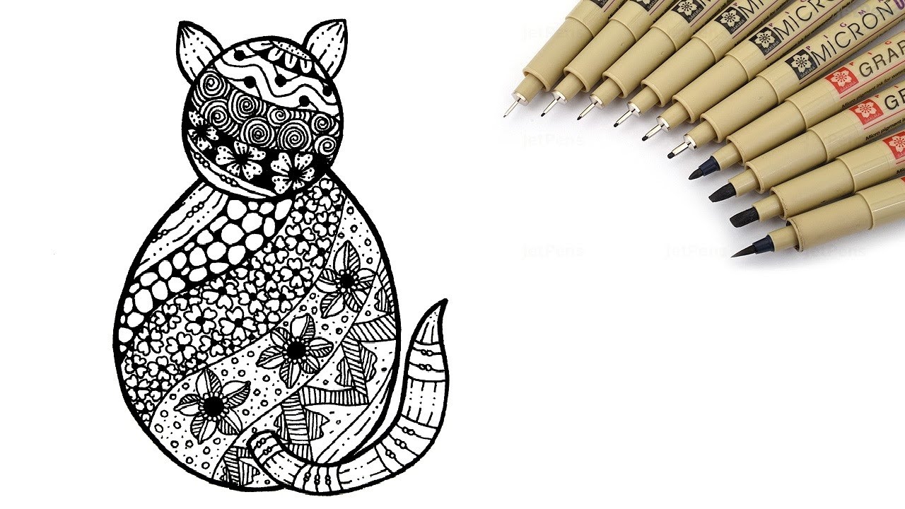 Fat cat doodle | zentangle doodle | My doodle art #12 - YouTube