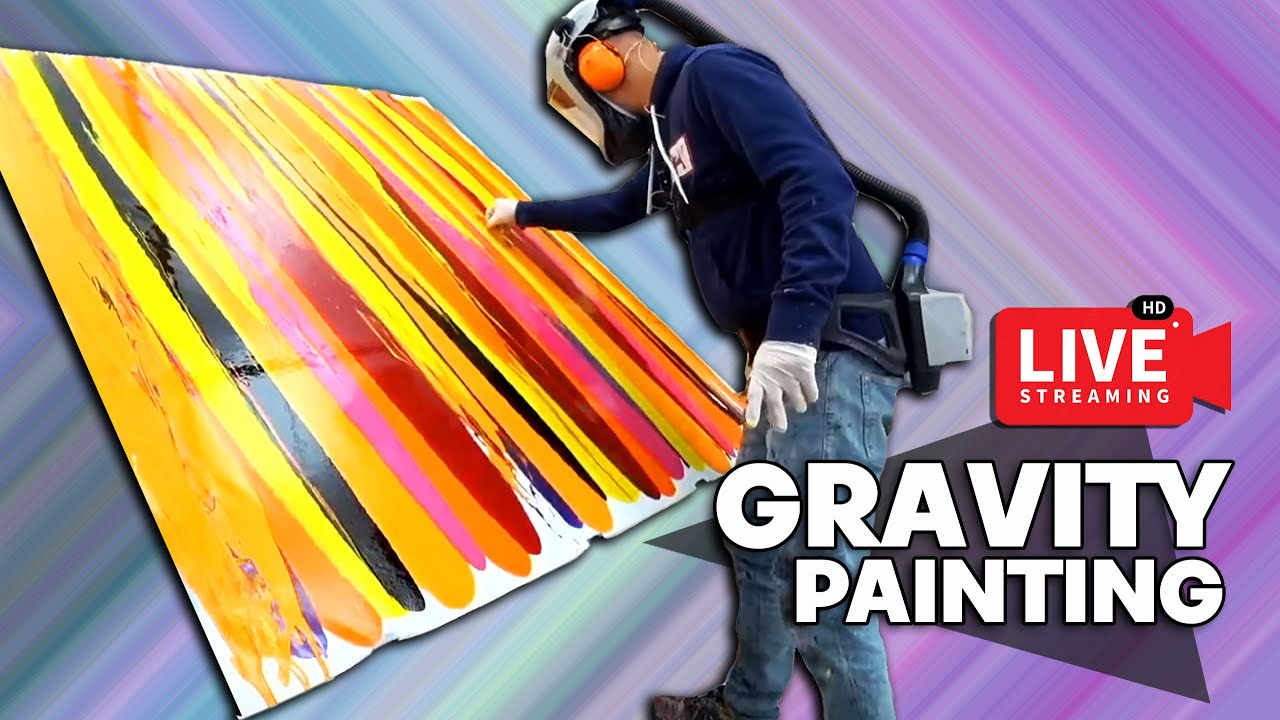 GRAVITY painting - TWO huge artworks in 60 MINUTES!! - YouTube